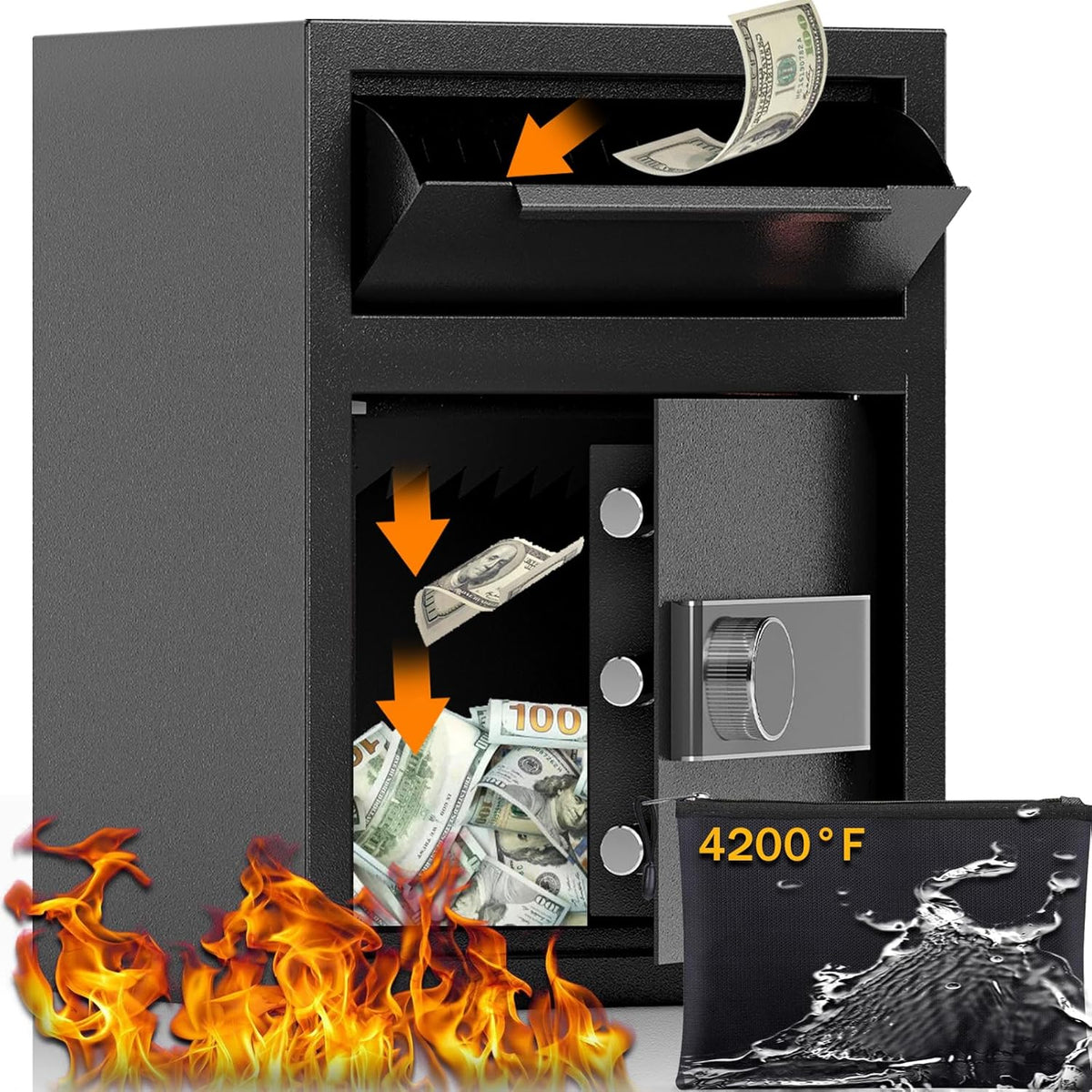 Kaer 1.8 Cub Depository Drop Safe - Fireproof Safe with Digital Lock ...